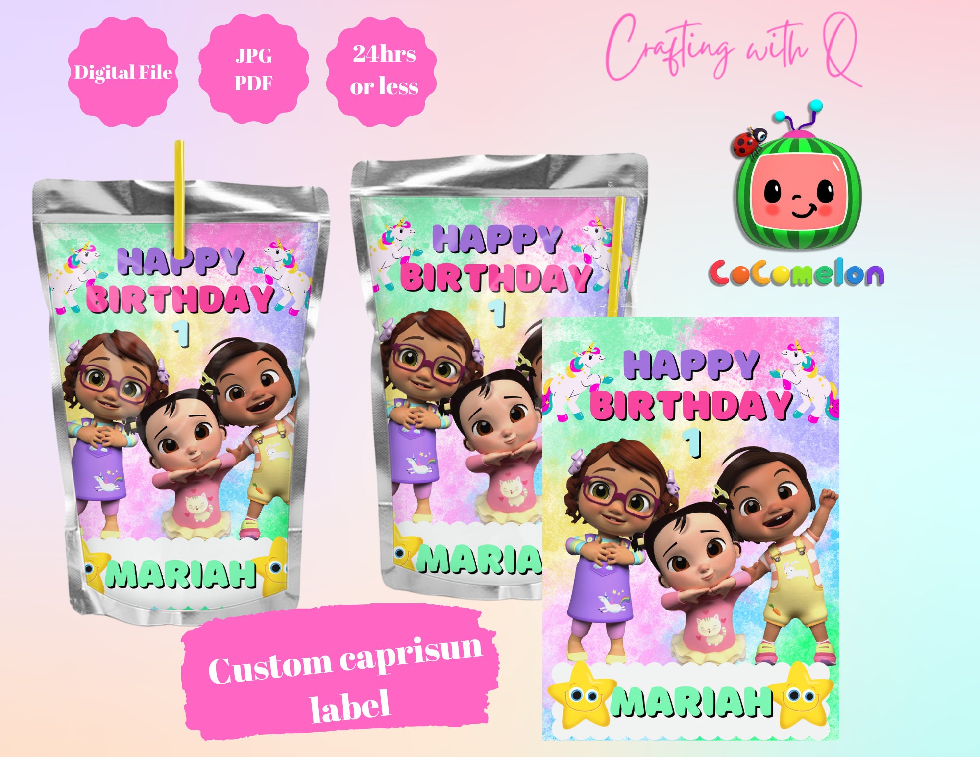 Cocomelon Caprisun Label Cocomelon Digital Label Cocomelon - Etsy