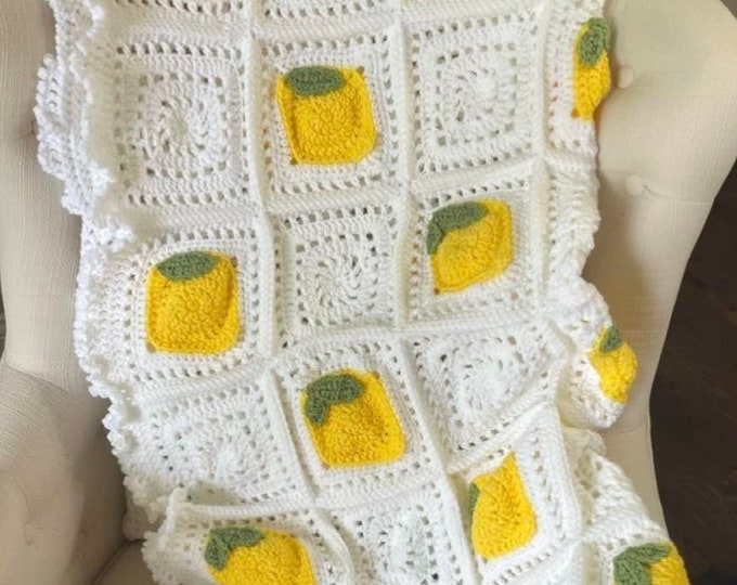 Handmade Crochet Lemon Granny Square Throw Blanket - Etsy