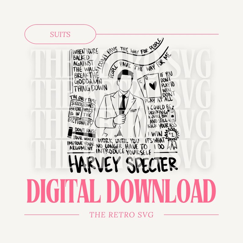 Suits PNG Doodle DIGITAL DOWNLOAD Harvey Mike Funny, Trendy, Retro ...