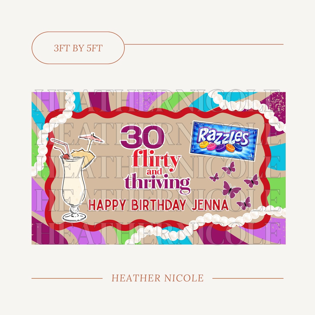 Thirty Flirty and Thriving Birthday Banner | 36x60 | Edit in Canva ...