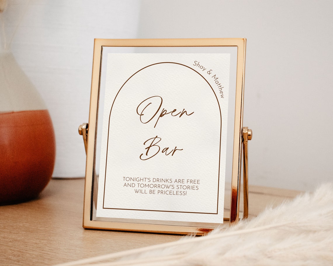 Minimal Table Sign Template, Neutral Wedding Table Signs, Arch Table ...