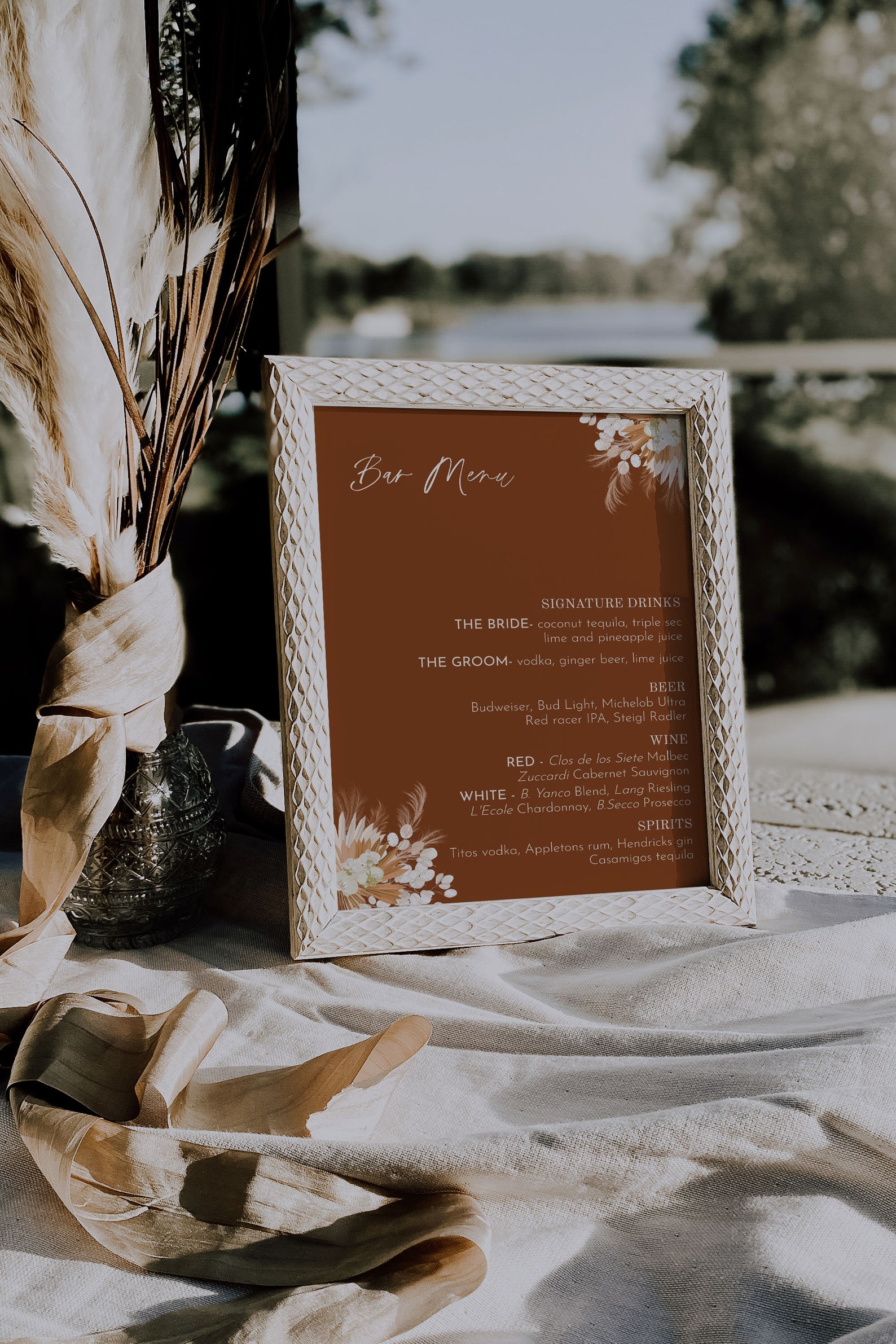 Minimal Bar Table Sign Template, Wedding Bar Signs, Terra Cotta Table ...