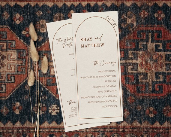 Minimal Program Template for Wedding or Event 4 X 9 - Etsy