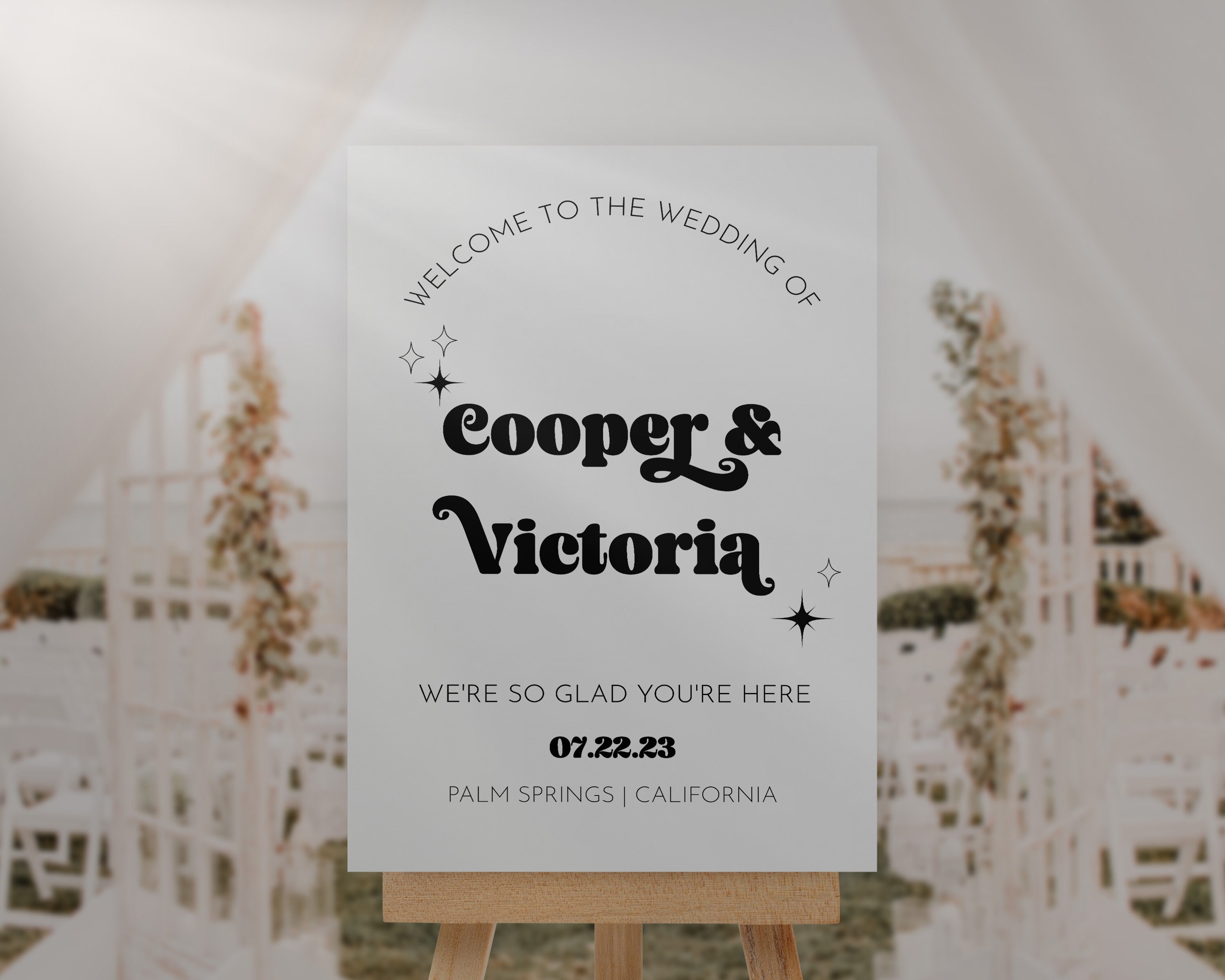 Retro Welcome Sign Template Neutral Wedding Signs Retro - Etsy