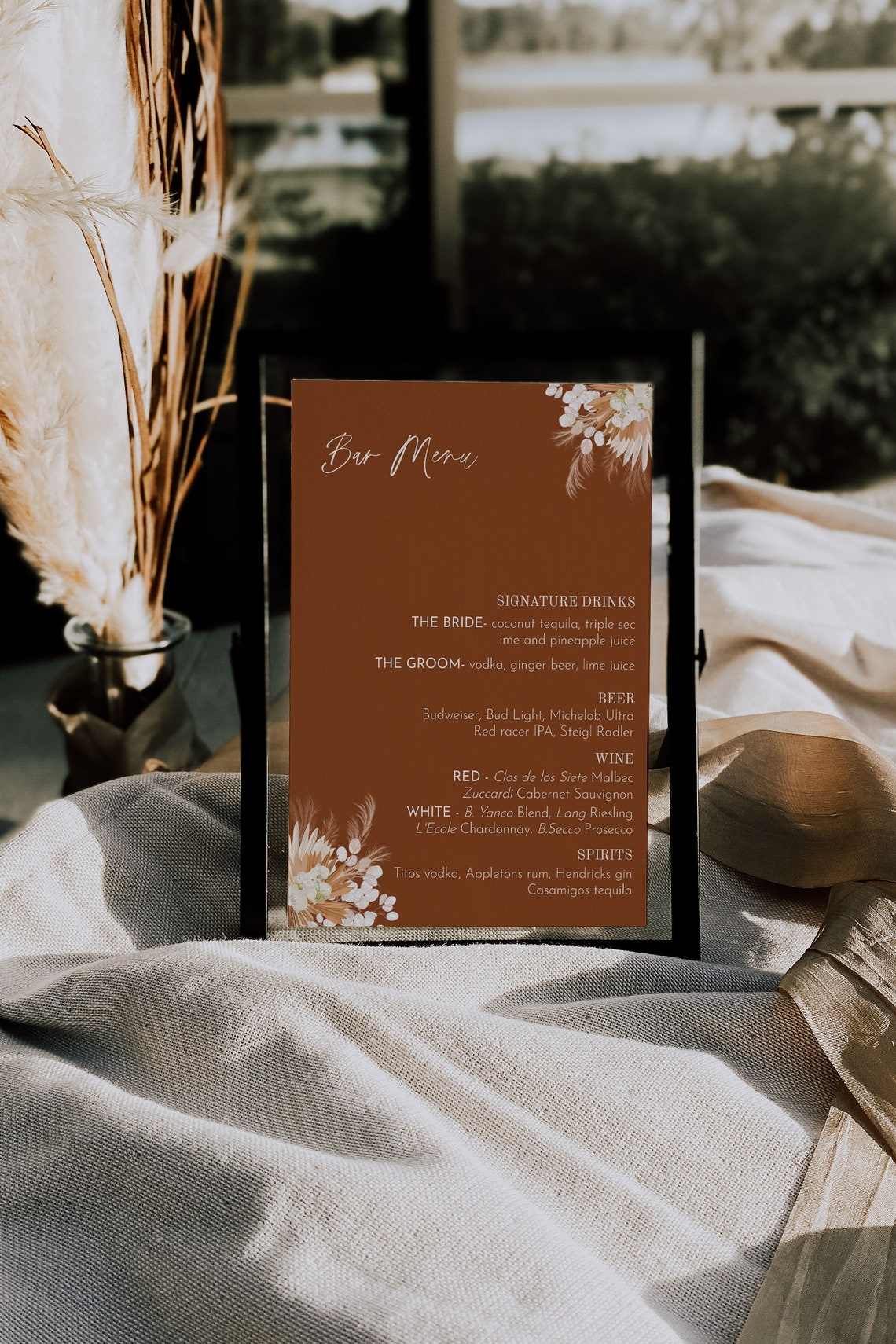 Minimal Bar Table Sign Template, Wedding Bar Signs, Terra Cotta Table ...