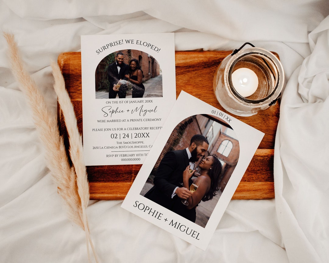 Elopement Announcement Invitation Template, Reception Party Invitation ...