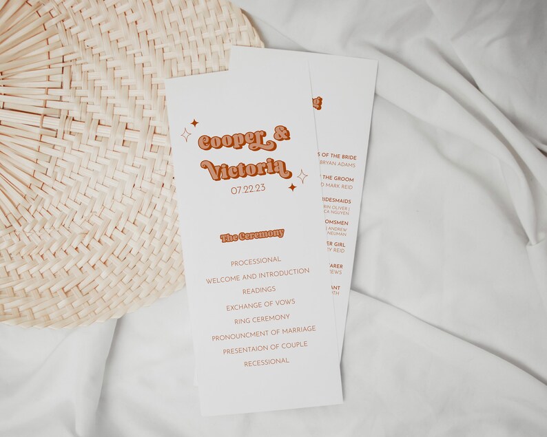 Wedding Program Template Retro Wedding Program Minimal - Etsy