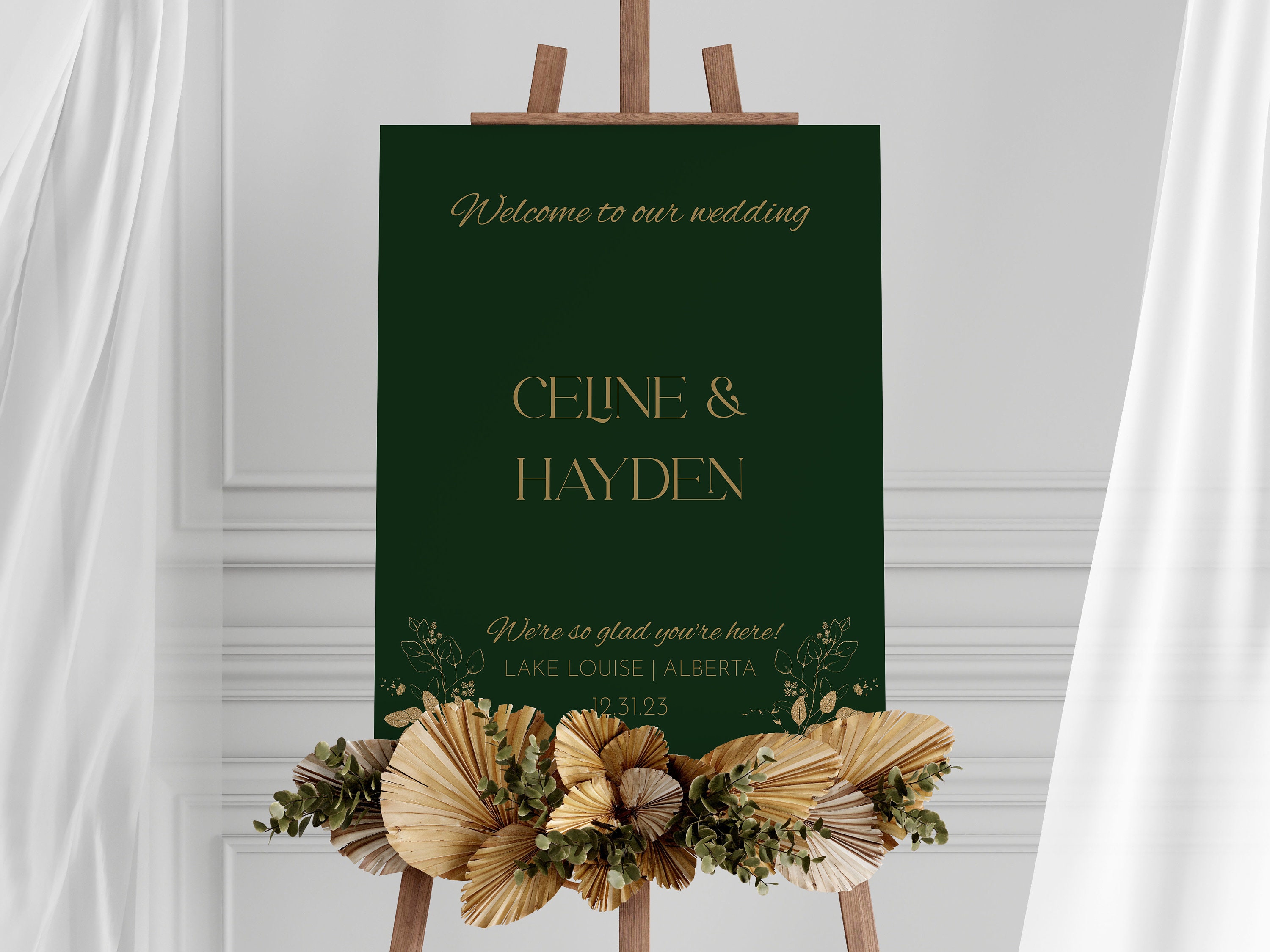 Emerald Green Welcome Sign Template, Modern Wedding Signs, Wedding ...