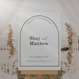 Minimal Welcome Sign Template, Neutral Wedding Signs, Arch Welcome Sign ...