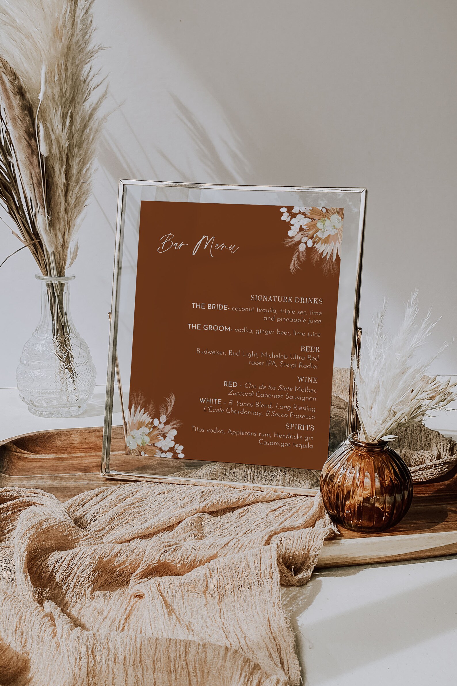 Minimal Bar Table Sign Template, Wedding Bar Signs, Terra Cotta Table ...