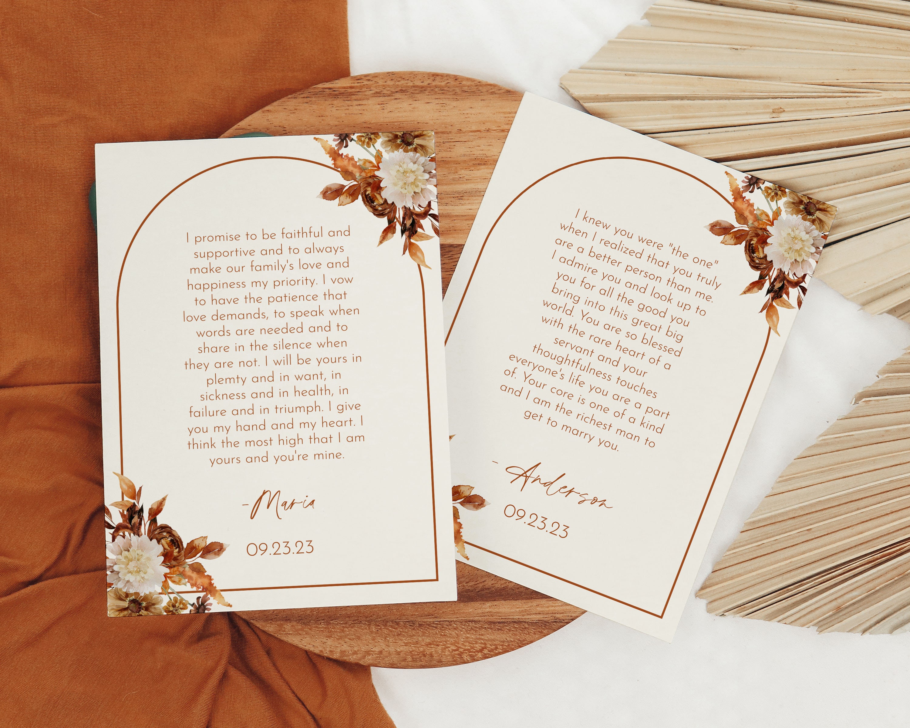 Printable Wedding Vows 5X7, Custom Matching His and Hers Wedding ...