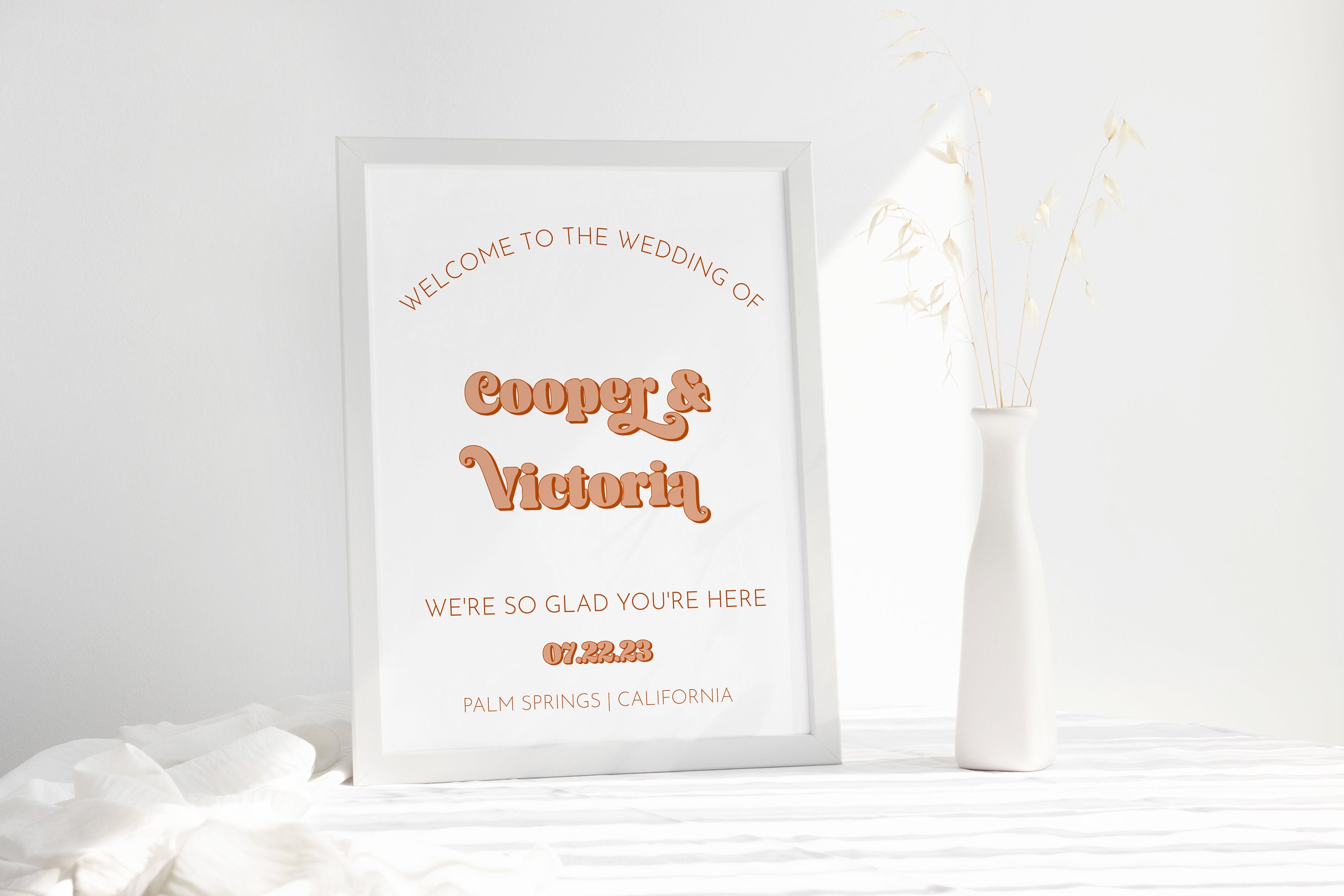 Retro Welcome Sign Template, Neutral Wedding Signs, Retro Welcome Sign ...