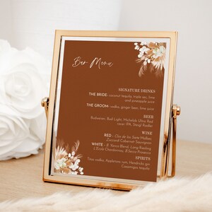 Minimal Bar Table Sign Template Wedding Bar Signs Terra - Etsy