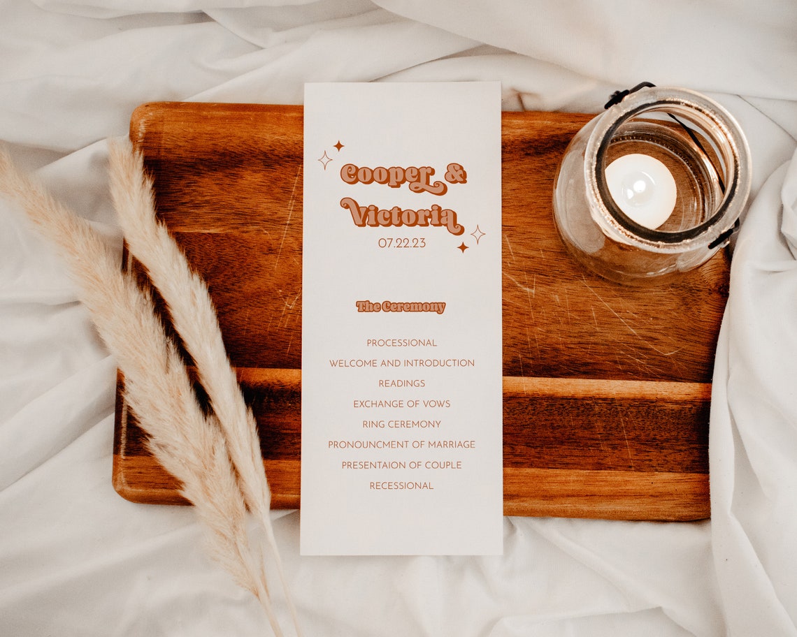 Wedding Program Template Retro Wedding Program Minimal - Etsy