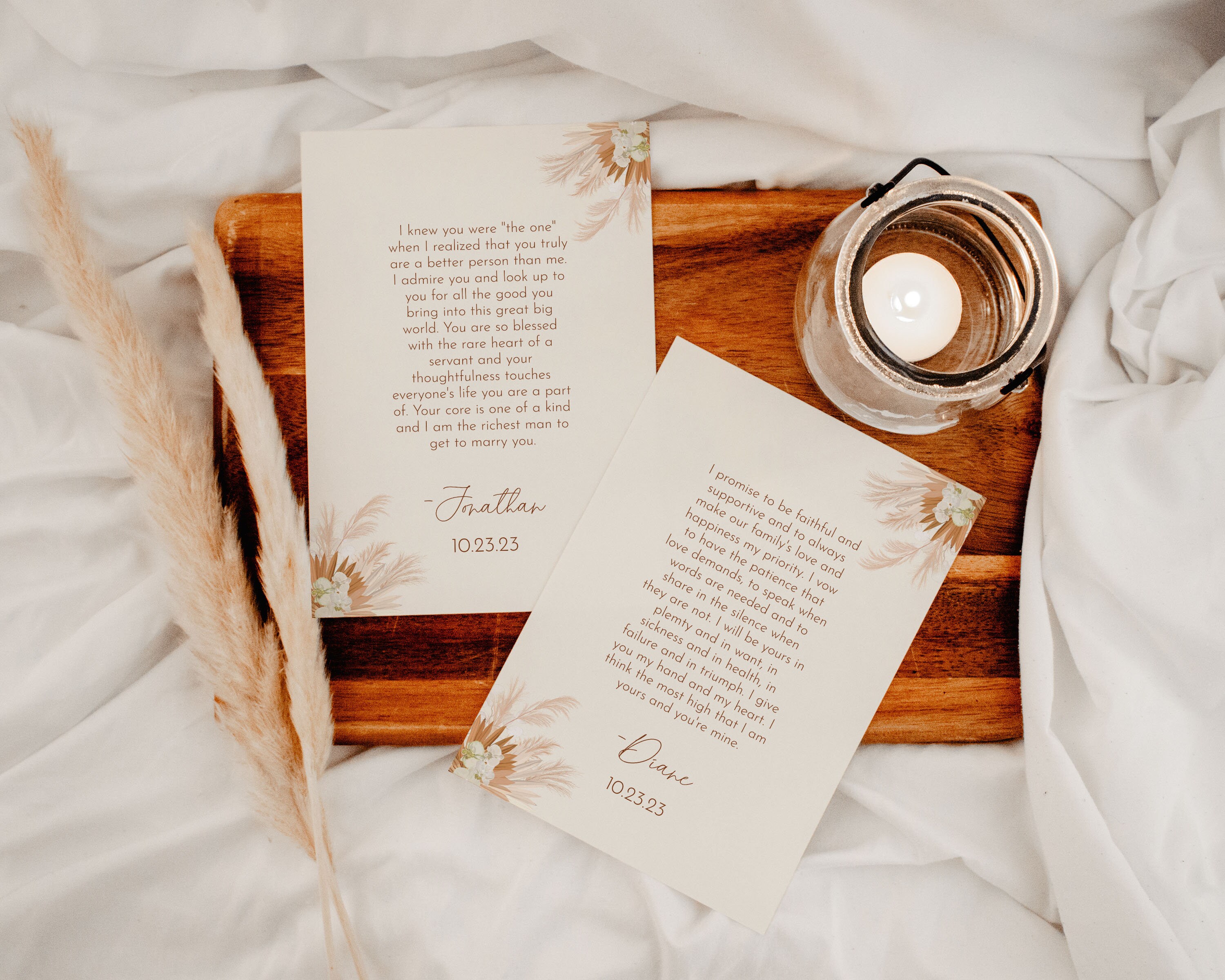 Printable Wedding Vows 5X7, Custom His and Hers Wedding Vow Cards ...