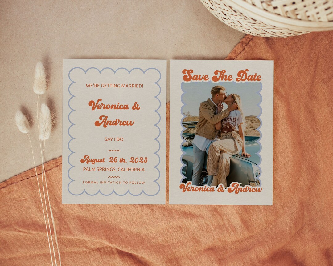 Retro Wedding Save the Date, Retro Wedding Invite, Photo Save the Date ...