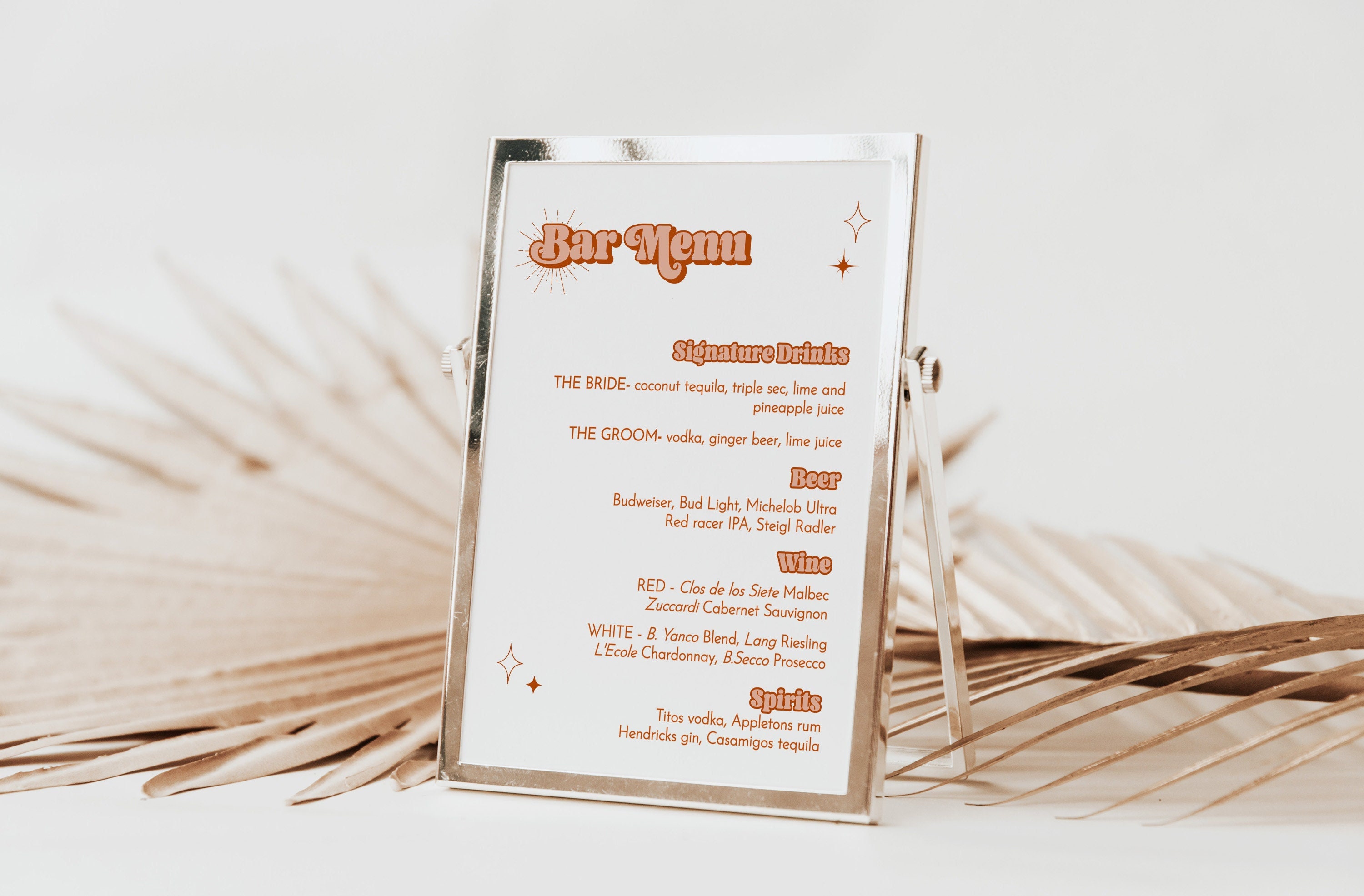 Retro Bar Menu Sign, Wedding Bar Signs, Custom Bar Sign, Editable Bar ...