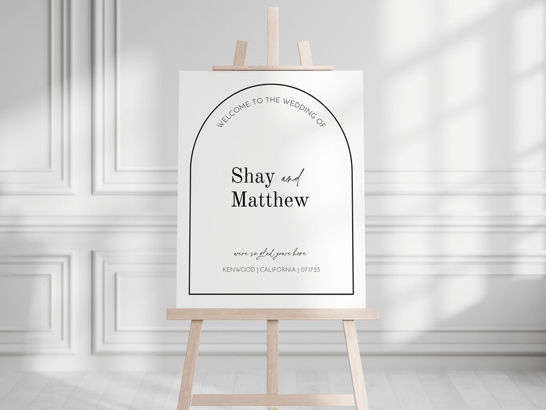 Minimal Welcome Sign Template, Neutral Wedding Signs, Arch Welcome Sign ...