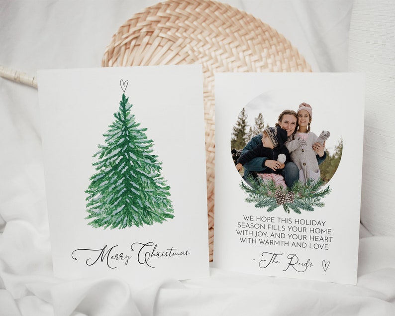 Holiday Card Custom Christmas Card Minimal Holiday Card - Etsy