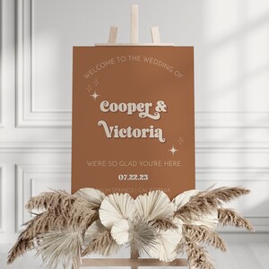 Retro Welcome Sign Template, Neutral Wedding Signs, Retro Welcome Sign ...