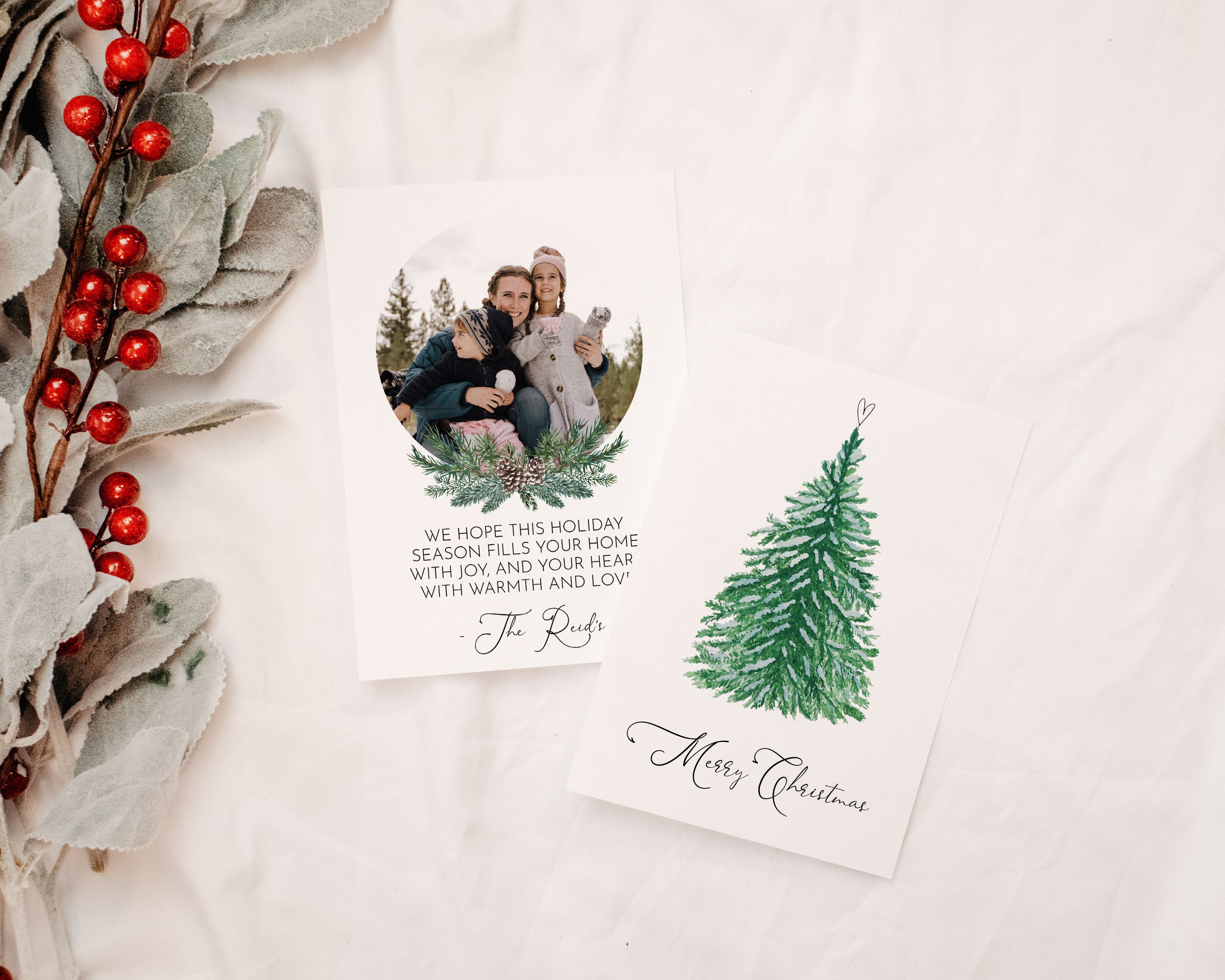 Holiday Card Custom Christmas Card Minimal Holiday Card - Etsy