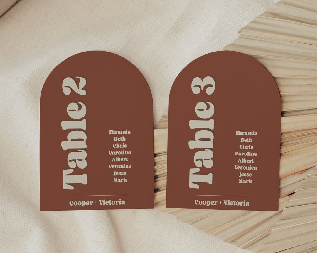 Retro Table Number Template, Retro Table Numbers, Arch Table Number ...