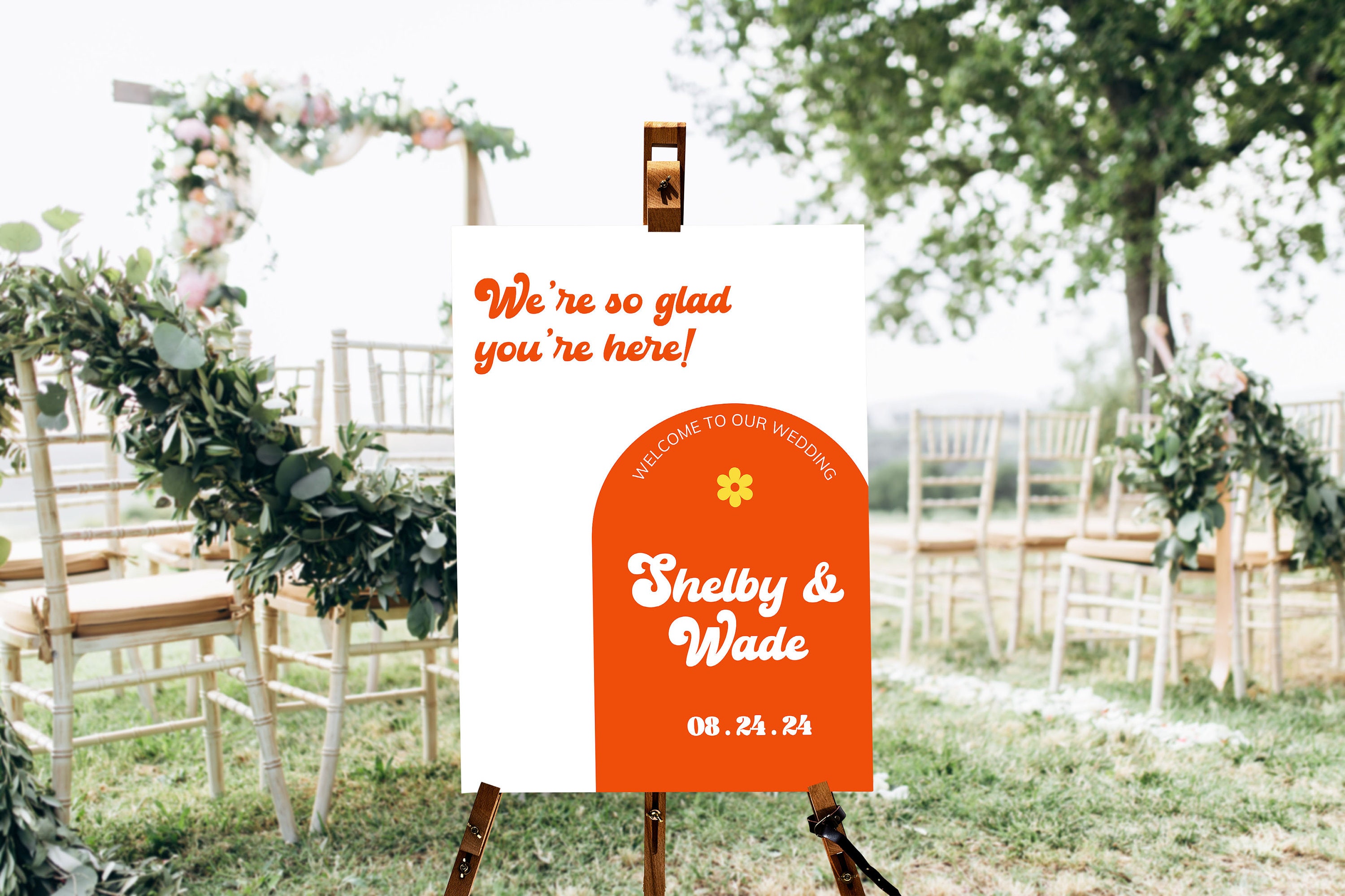 Retro Welcome Sign Template, Neutral Wedding Signs, Retro Welcome Sign ...