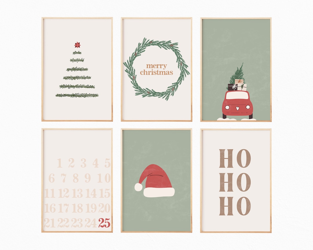Christmas Art Bundle, 12 Christmas Printables, Christmas Gallery Wall ...