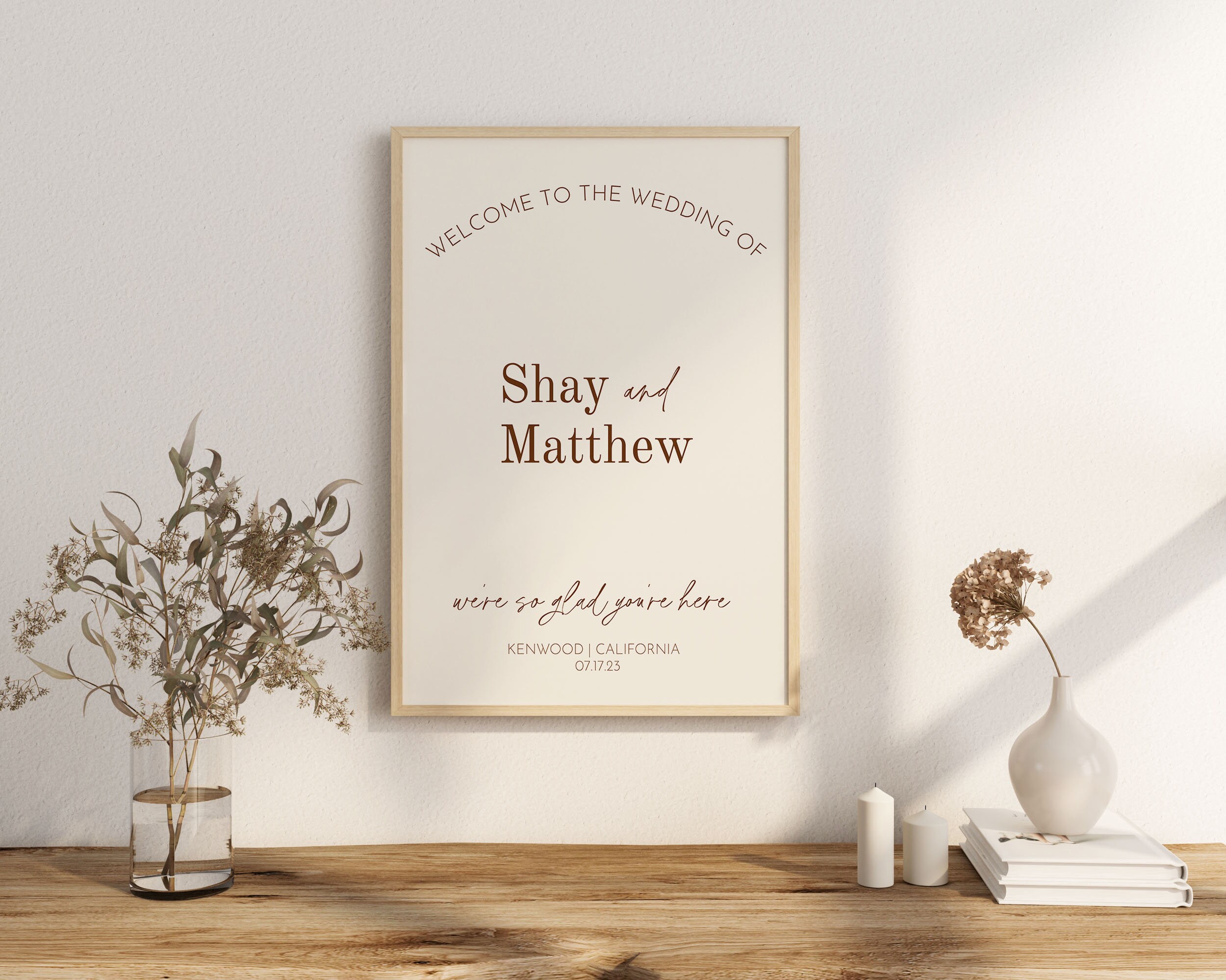 Minimal Welcome Sign Template, Neutral Wedding Signs, Arch Welcome Sign ...