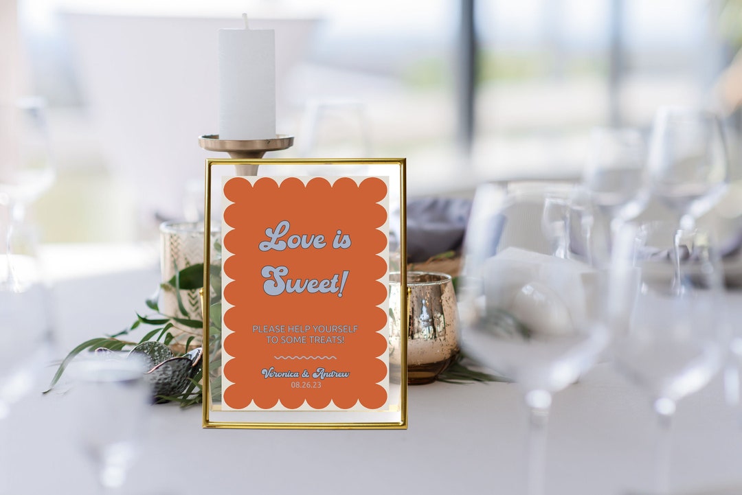 Candy Table Sign, Love is Sweet Sign, Retro Wedding Table Sign, Wedding ...