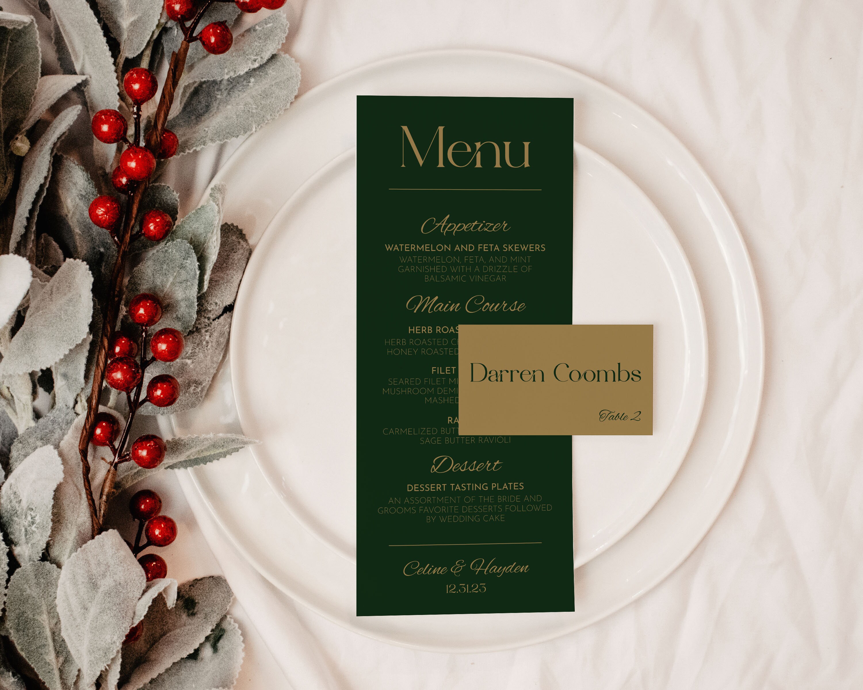 Printable Table Name Card, Wedding Place Cards, Winter Wedding ...