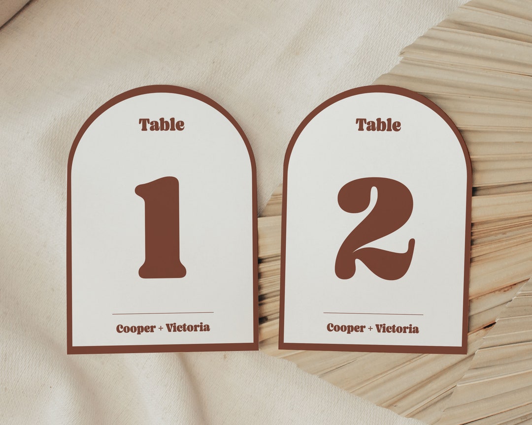 Retro Table Number Template, Retro Table Numbers, Arch Table Number ...