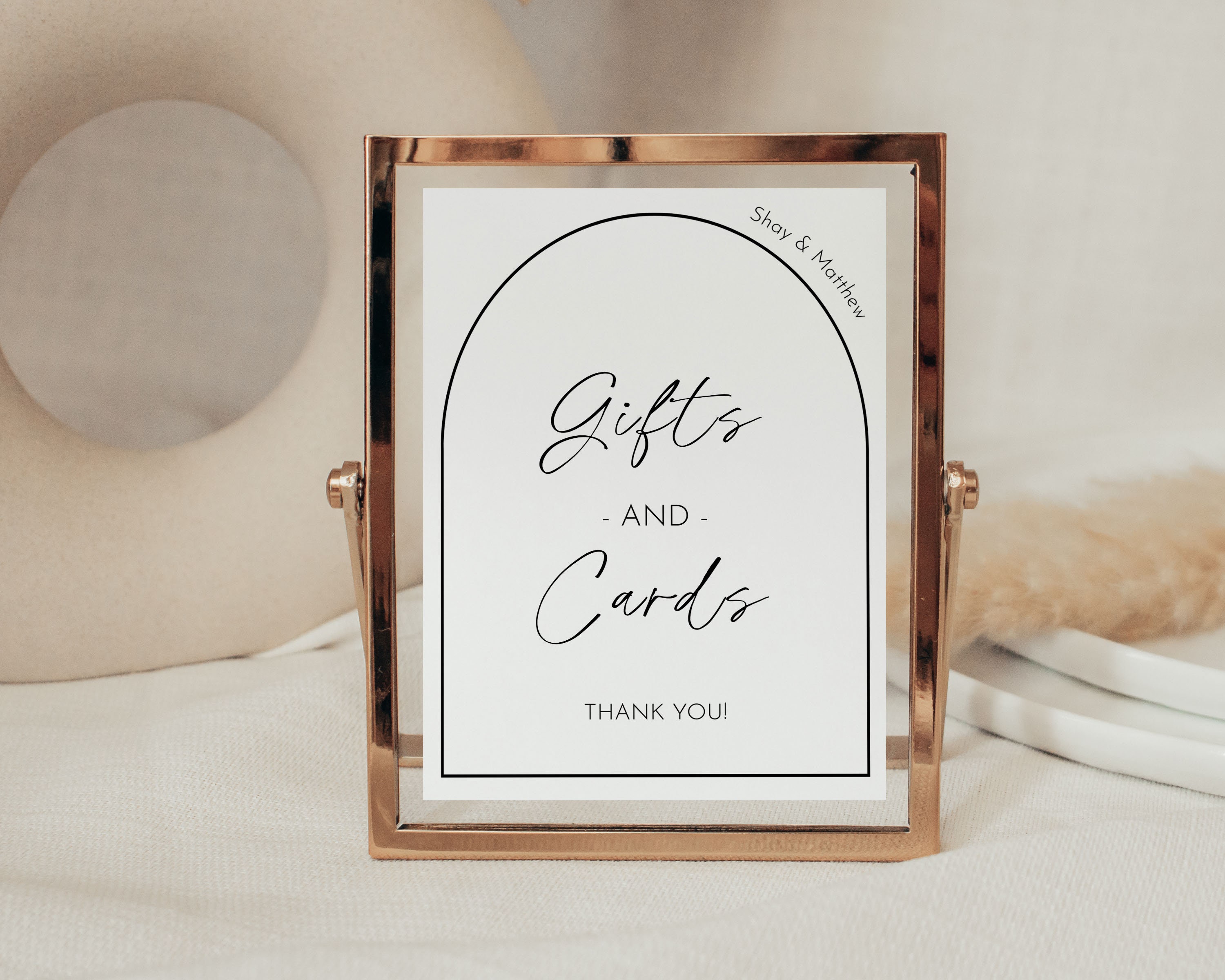 Minimal Table Sign Template, Neutral Wedding Table Signs, Arch Table ...