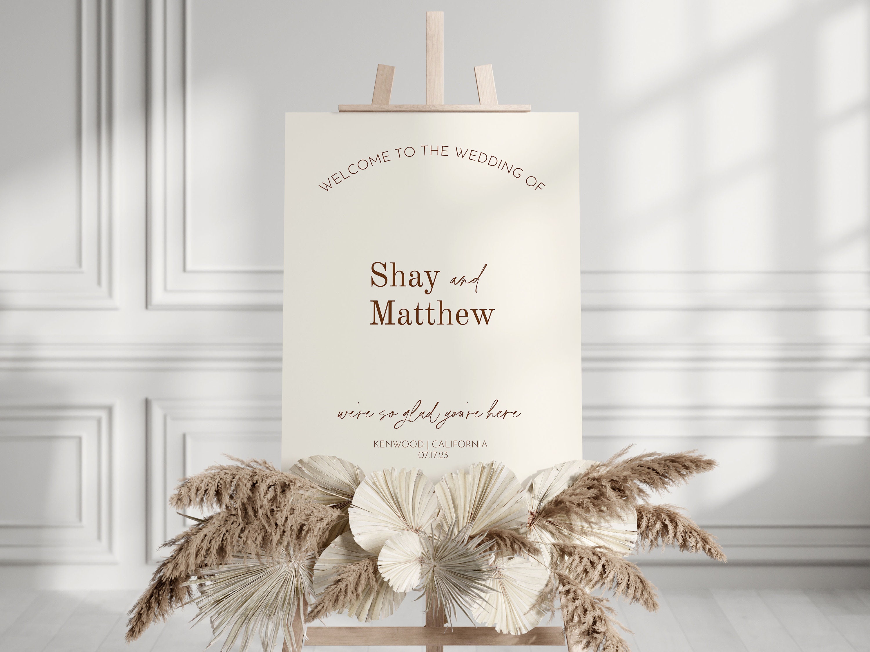 Minimal Welcome Sign Template, Neutral Wedding Signs, Arch Welcome Sign ...