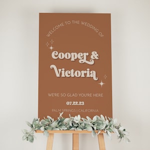 Retro Welcome Sign Template, Neutral Wedding Signs, Retro Welcome Sign ...