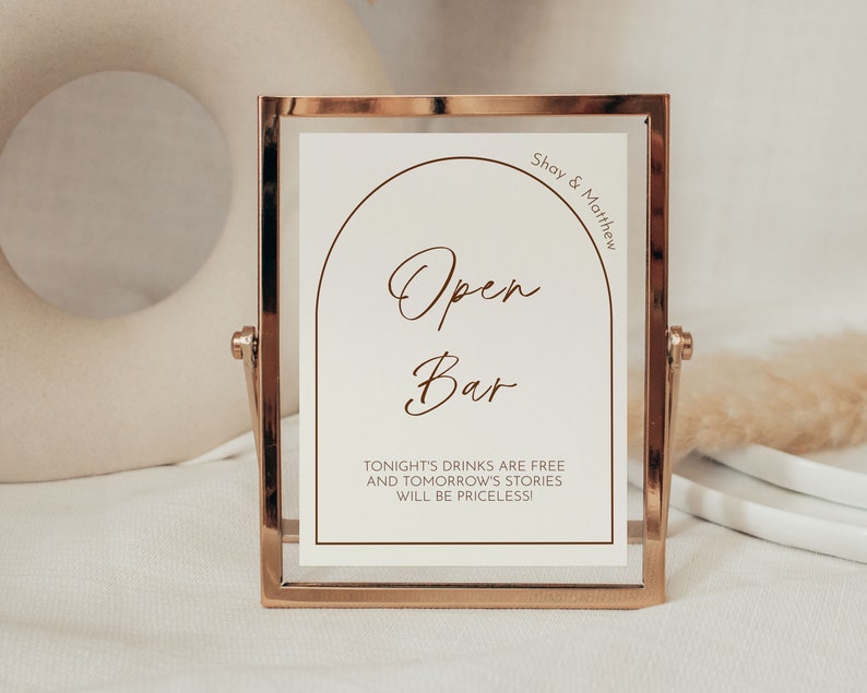 Minimal Table Sign Template, Neutral Wedding Table Signs, Arch Table ...
