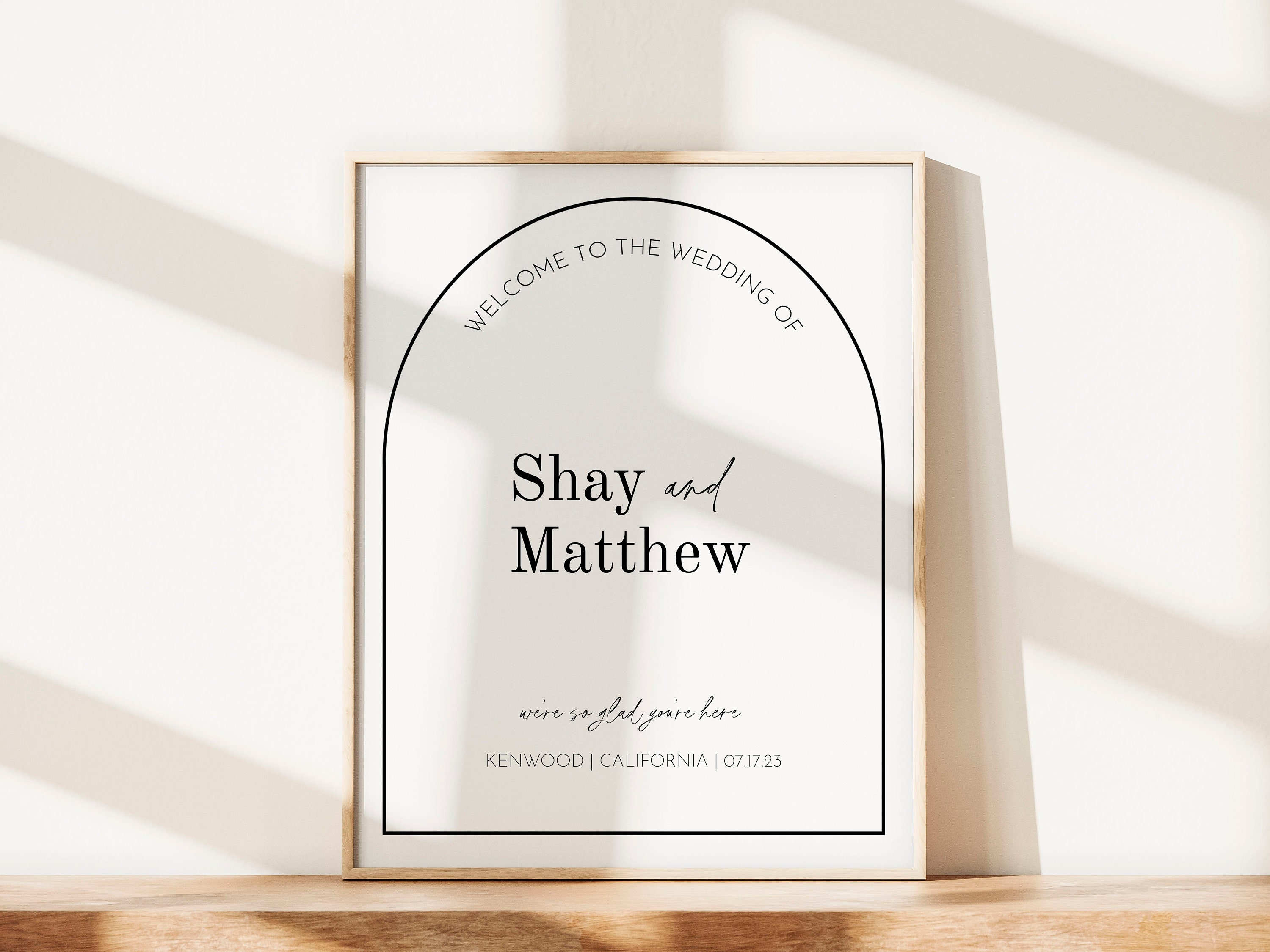 Minimal Welcome Sign Template, Neutral Wedding Signs, Arch Welcome Sign ...