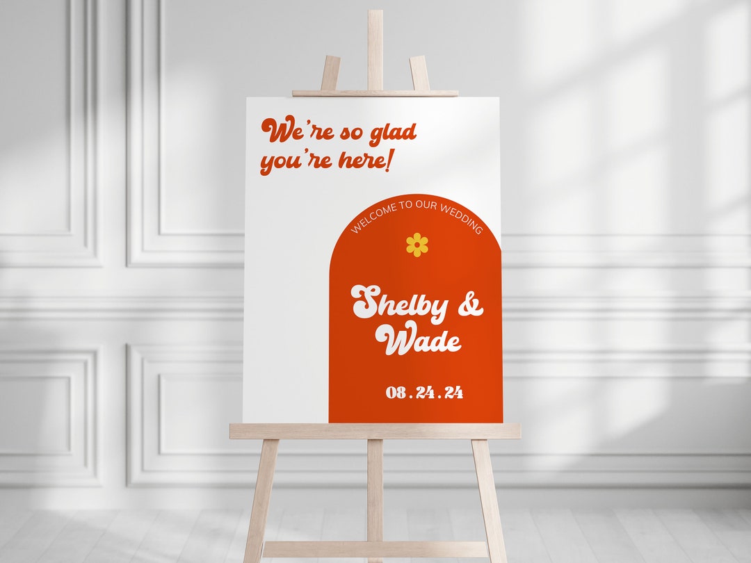 Retro Welcome Sign Template, Neutral Wedding Signs, Retro Welcome Sign ...