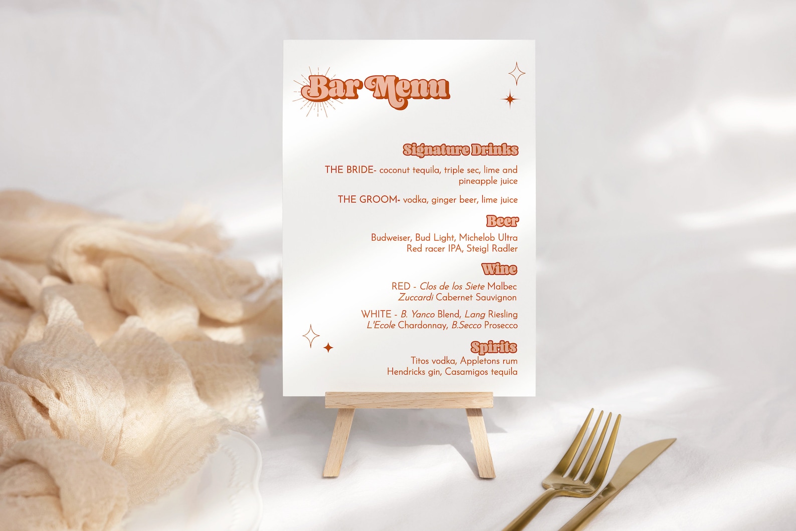 Retro Bar Menu Sign, Wedding Bar Signs, Custom Bar Sign, Editable Bar ...