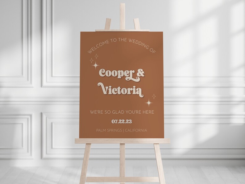 Retro Welcome Sign Template Neutral Wedding Signs Retro - Etsy