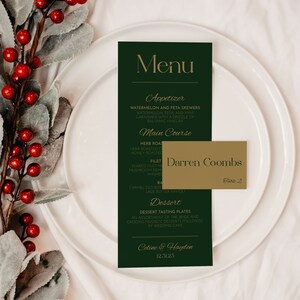 Custom Wedding Menu Template, Emerald Green Menu, Wedding Menu Cards ...