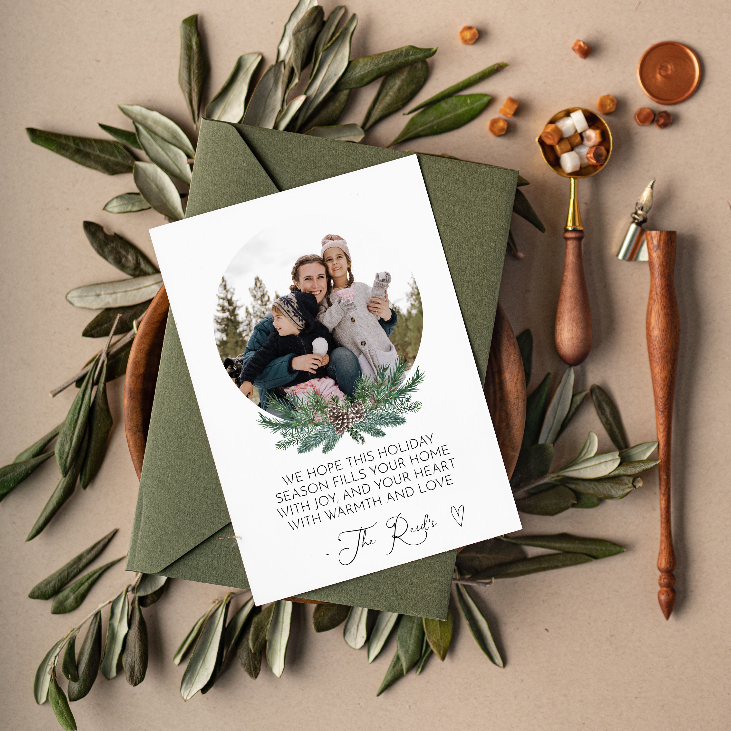 Holiday Card Custom Christmas Card Minimal Holiday Card - Etsy