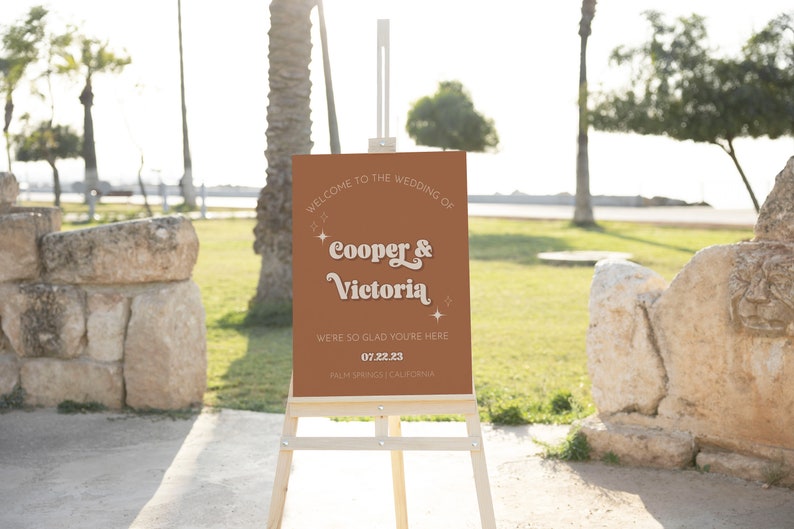 Retro Welcome Sign Template Neutral Wedding Signs Retro - Etsy
