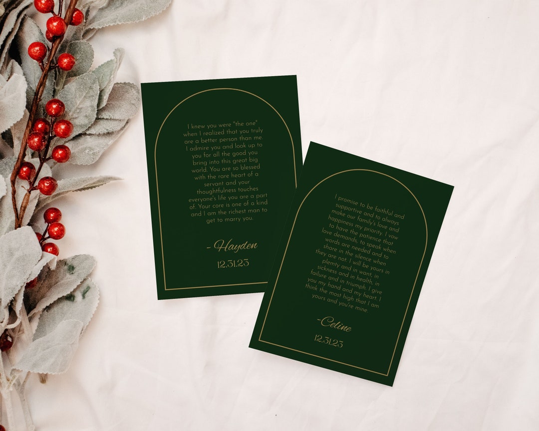 Printable Wedding Vows 5X7, Custom Wedding Vow Cards, Personalized ...