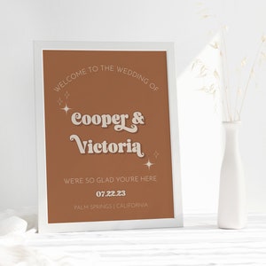 Retro Welcome Sign Template, Neutral Wedding Signs, Retro Welcome Sign ...