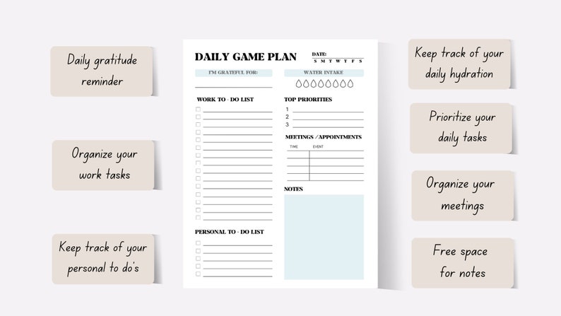 Editable Daily to Do List | Planner | Schedule | Game Plan | PDF ...
