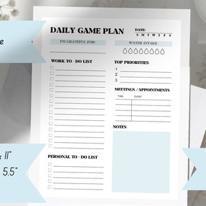 Editable Daily to Do List | Planner | Schedule | Game Plan | PDF ...