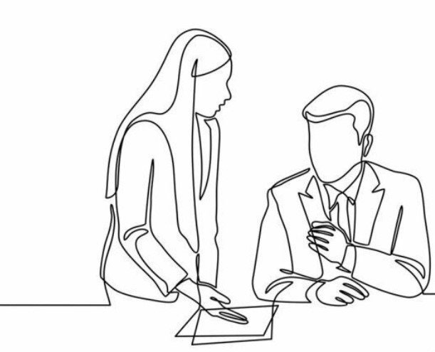 Continuous Line Drawing of Businessmen and Businesswomen Discuss Their ...