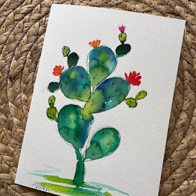 Greeting Cards Funky Cactus Signed Artworks Watercolour Paintings - Etsy