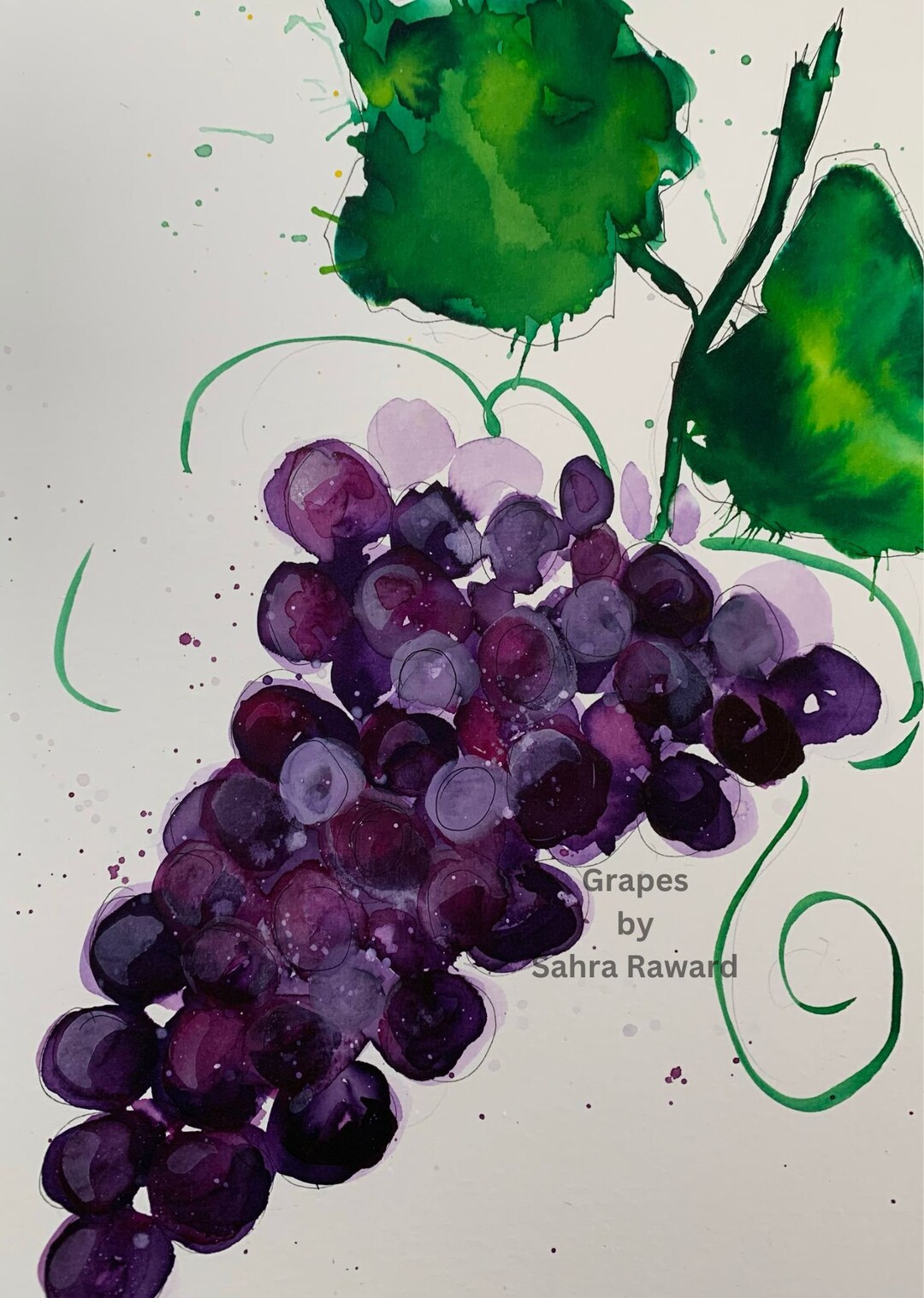 Grapes Wall Poster, Digital Download, Original Watercolour, Home Decor ...